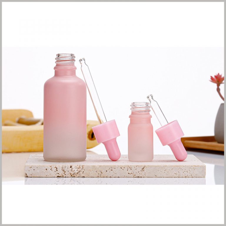 Gradient Pink glass dropper bottles | Cosmetic bottles