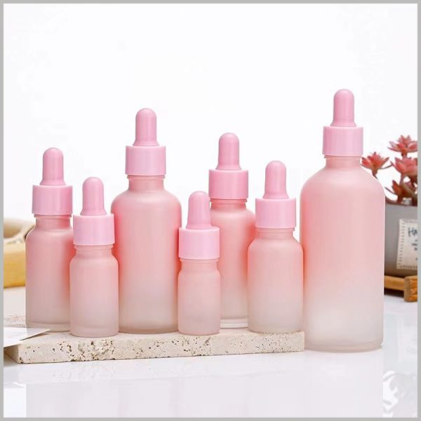 Gradient Pink glass dropper bottles | Cosmetic bottles