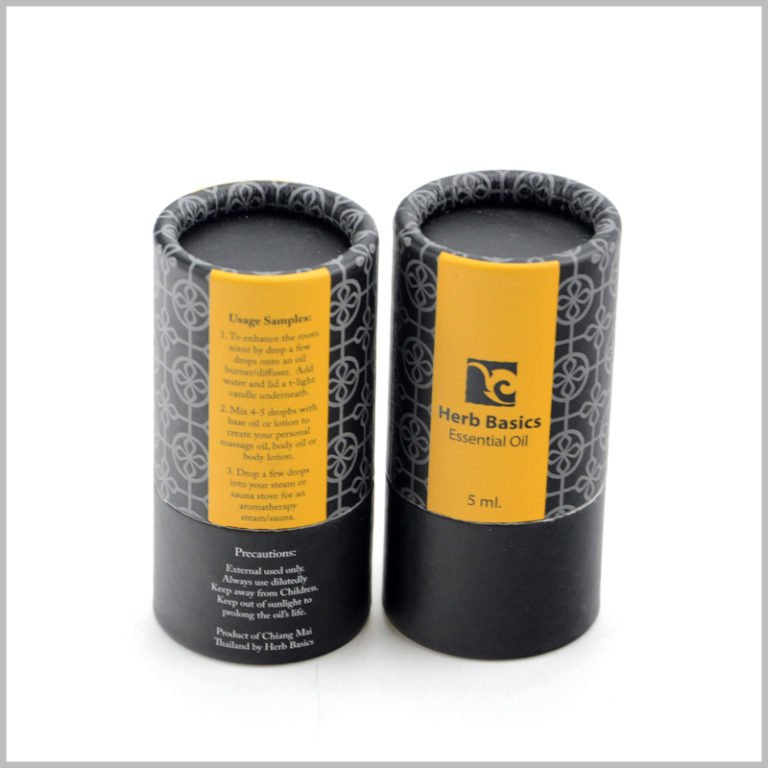Black small cardboard packaging for essential oils boxes