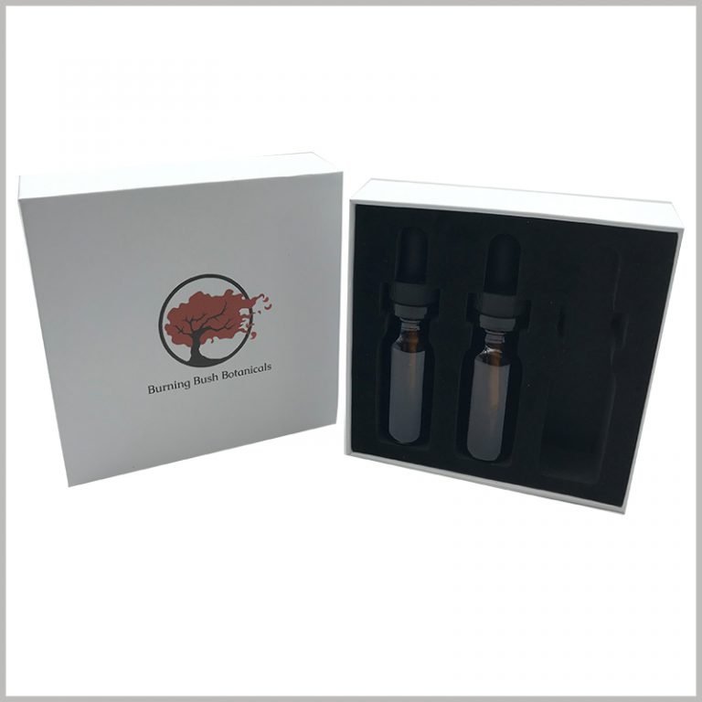 Three-bottle essential oil packaging boxes with flocked EVA inserts