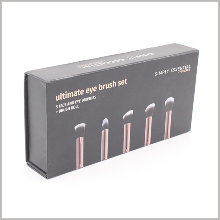 Black foldable cardboard packaging for 5 eye brush set boxes