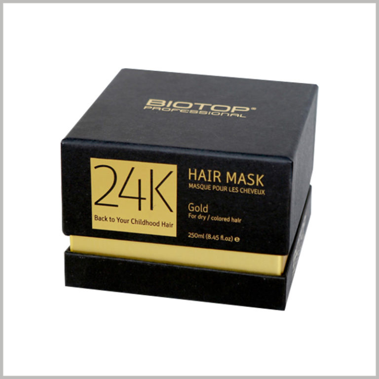 Black product boxes for hair mask packaging | Custom packaging
