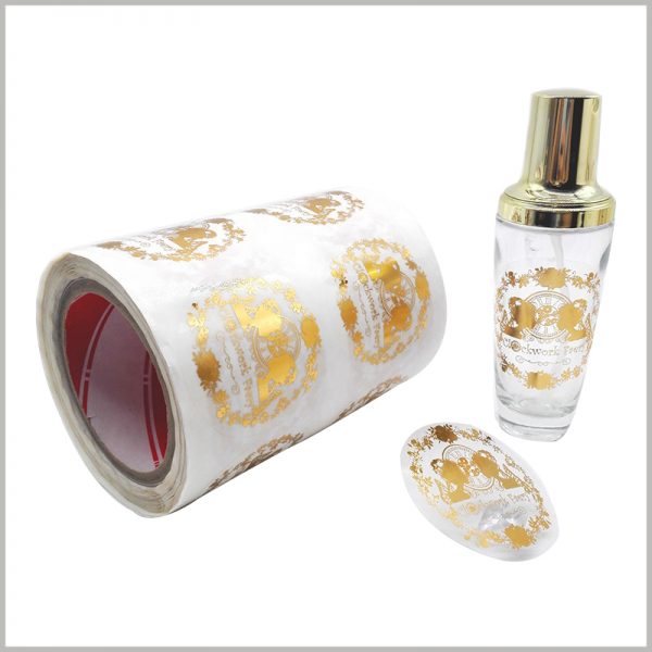Clear round gold labels for cosmetic bottles | Labels wholesale