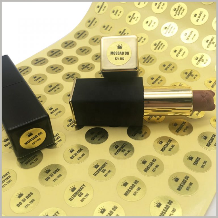 Round gold labels for lipstick | Cosmetic labels wholesale