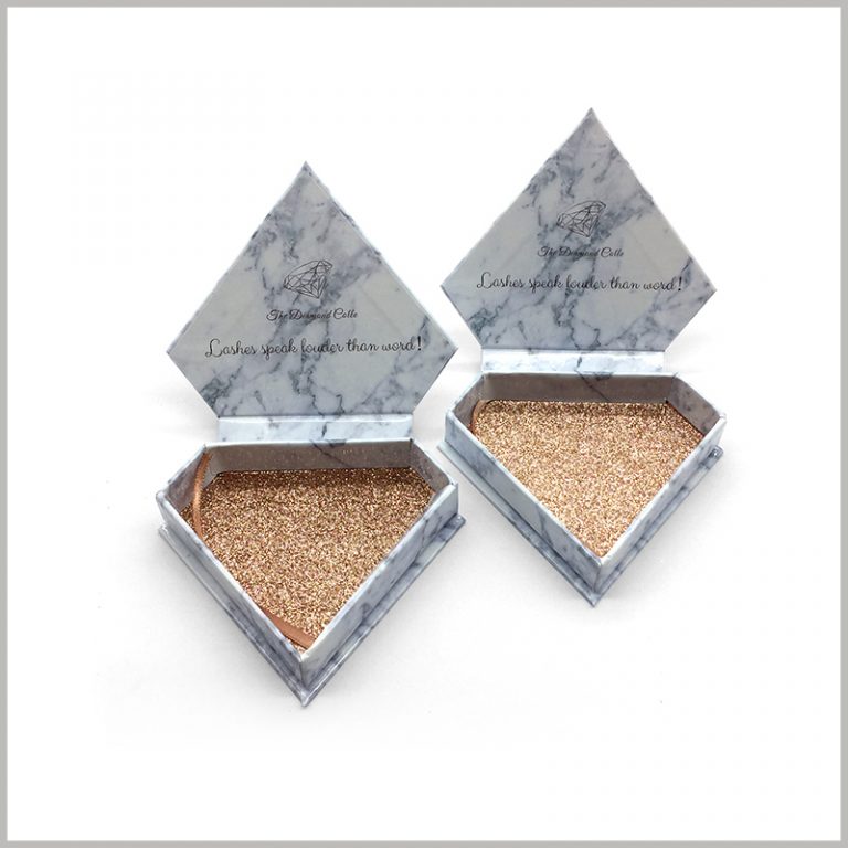 Diamond shape eyelash box packaging Marble design
