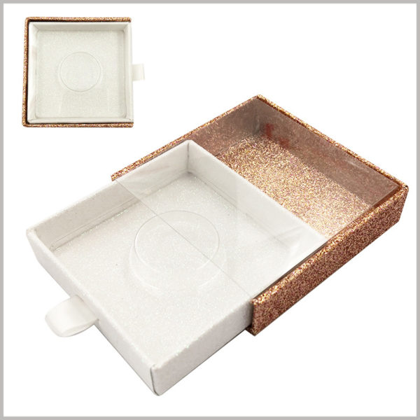 Glittering square cardboard drawer eyelash box with windows