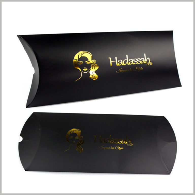 Luxury black wig packaging with bronzing printing | Cosemtic boxes